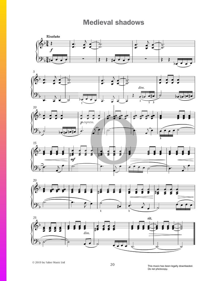 Medieval Shadows (Paul Harris) Piano Sheet Music - OKTAV