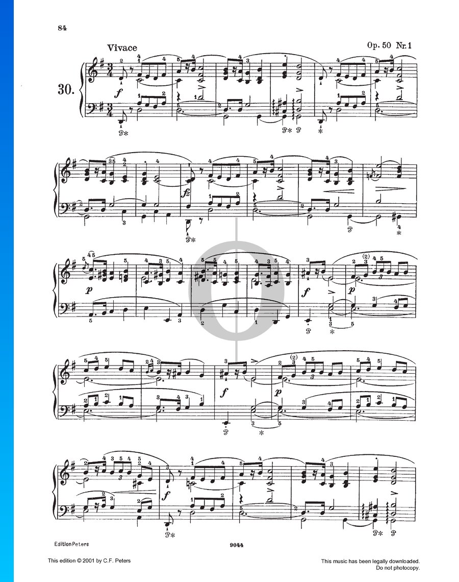 Mazurka in G Major, Op. 50 No. 1 (Frédéric Chopin) Piano Sheet Music ...