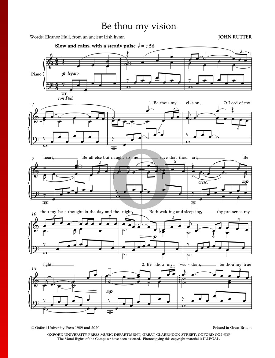 Be Thou My Vision (Take Time To Be Holy) (John Rutter) Piano Sheet ...