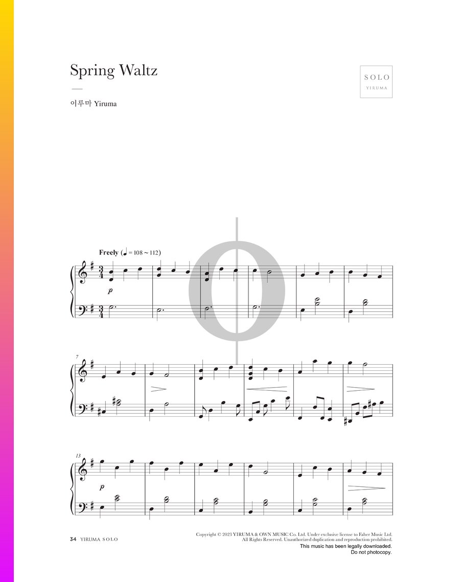 Spring Waltz » Yiruma - Partitions de piano - OKTAV