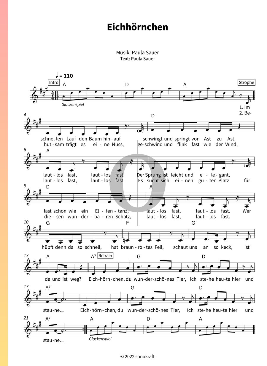 Eichhörnchen (Paula Sauer) Piano Sheet Music - OKTAV
