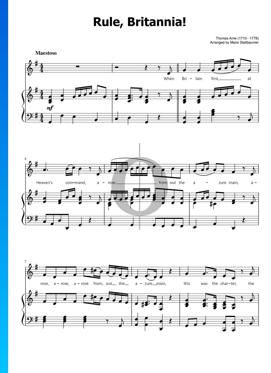 Rule, Britannia! (Thomas Arne) Piano Sheet Music - OKTAV