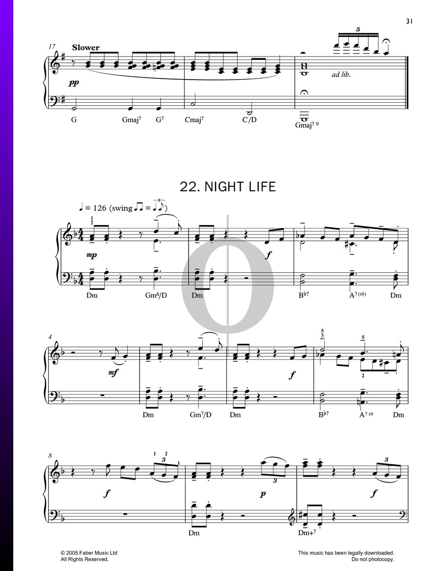 Night Life (John Kember) Piano Sheet Music - OKTAV