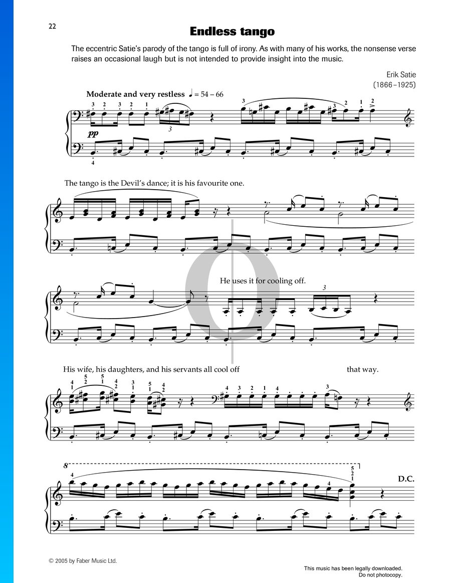 Endless Tango (Erik Satie) Piano Sheet Music - OKTAV