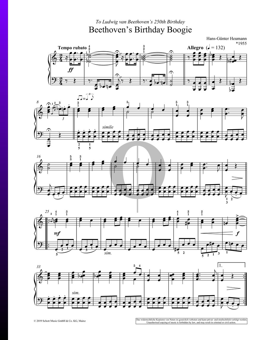 Beethoven's Birthday Boogie (Hans-Günter Heumann) Piano Sheet Music - OKTAV