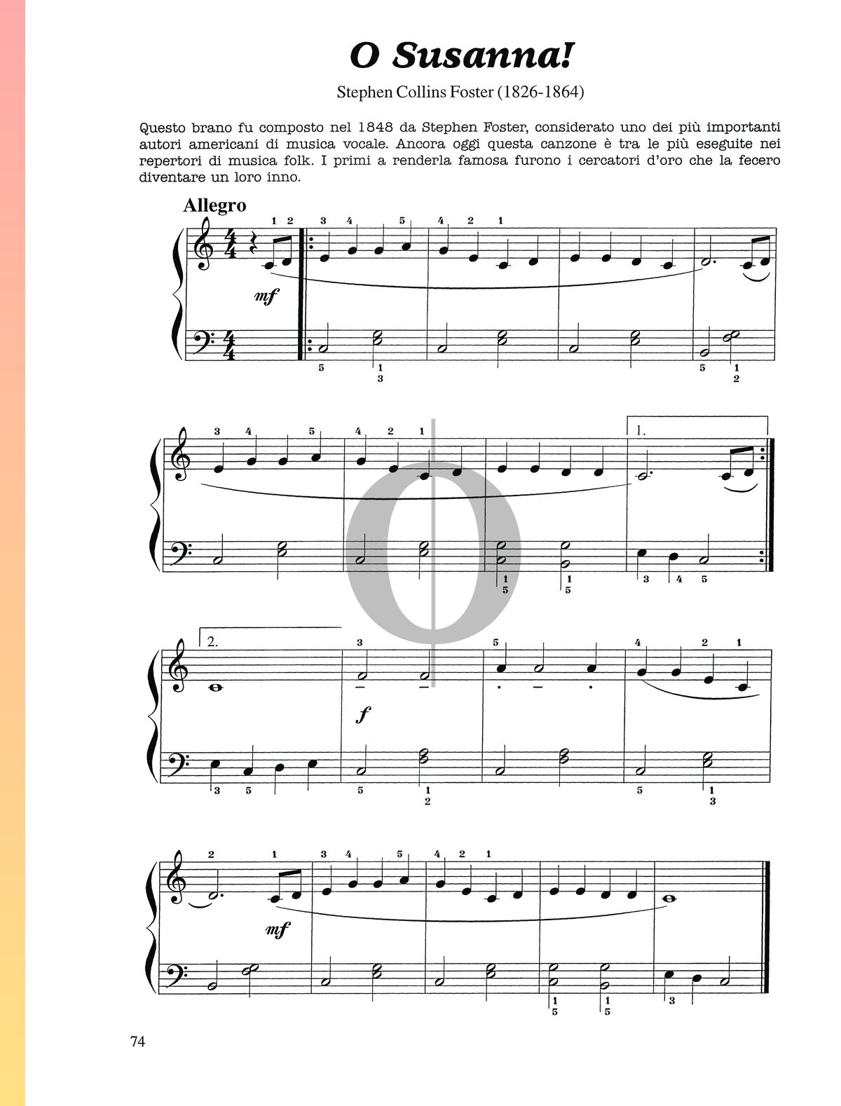 O Susanna! Sheet Music (Piano Solo) - OKTAV