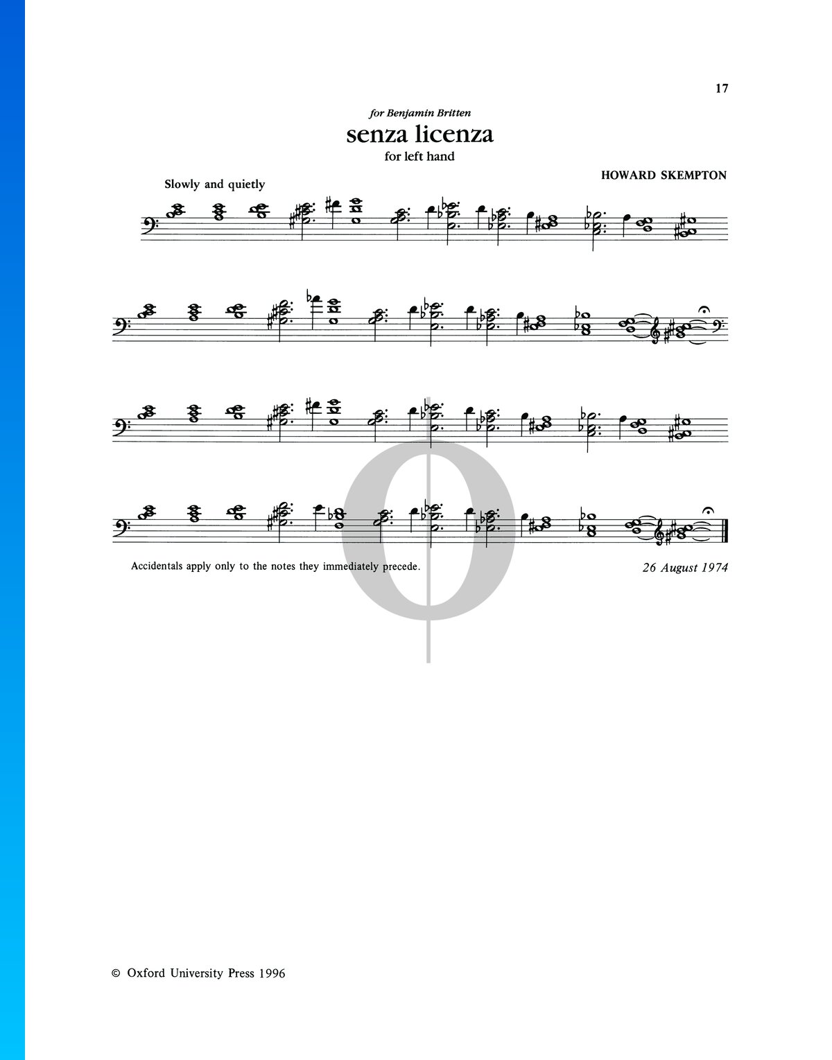 Senza Licenza (Howard Skempton) Piano Sheet Music - OKTAV