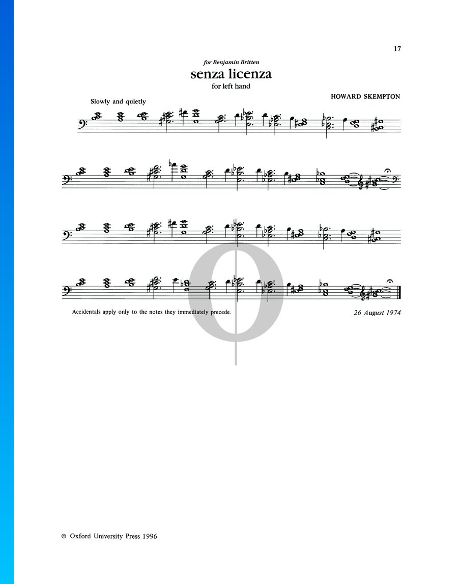 Senza Licenza (Howard Skempton) Piano Sheet Music - OKTAV