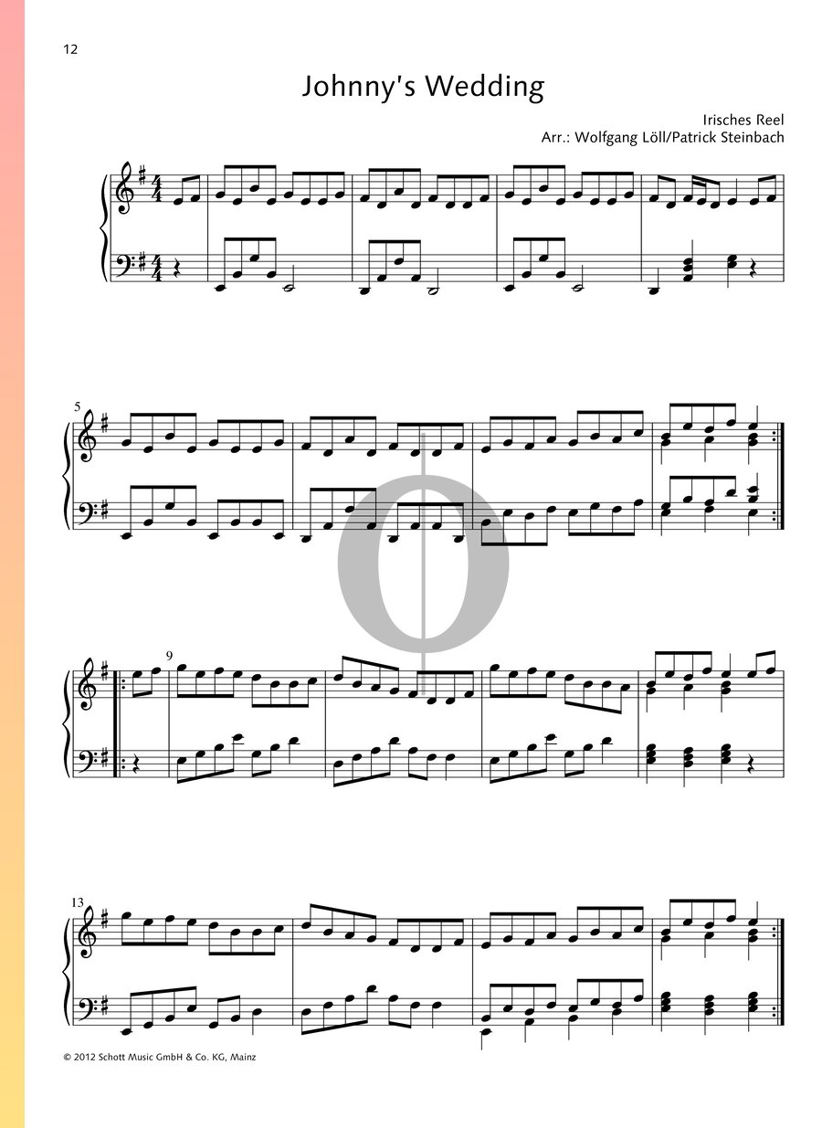 Johnny’s Wedding (Anonymous) Piano Sheet Music - OKTAV