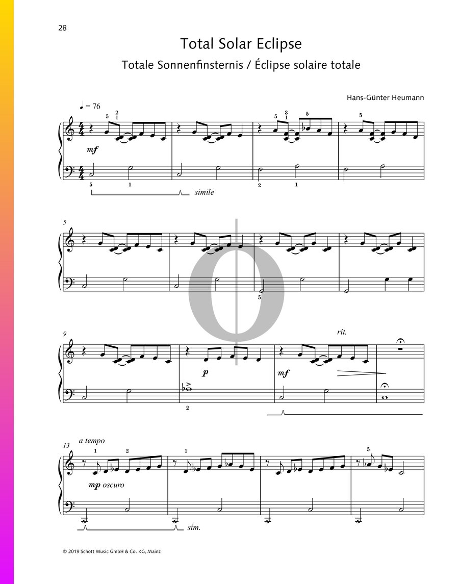Total Solar Exlipse » Hans-Günter Heumann - Partituras de piano - OKTAV