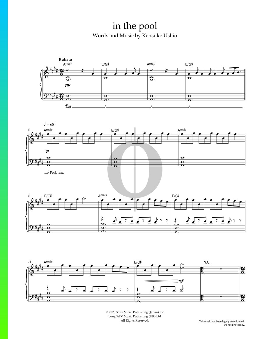 In The Pool Piano Sheet Music from Chainsaw Man – The Movie: Reze Arc ...