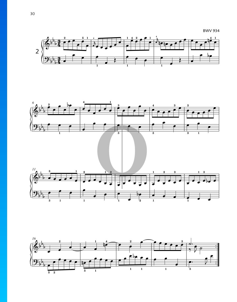 6 Little Preludes: No. 2 Prelude in C Minor, BWV 934 (Johann Sebastian Bach) Piano Sheet Music ...