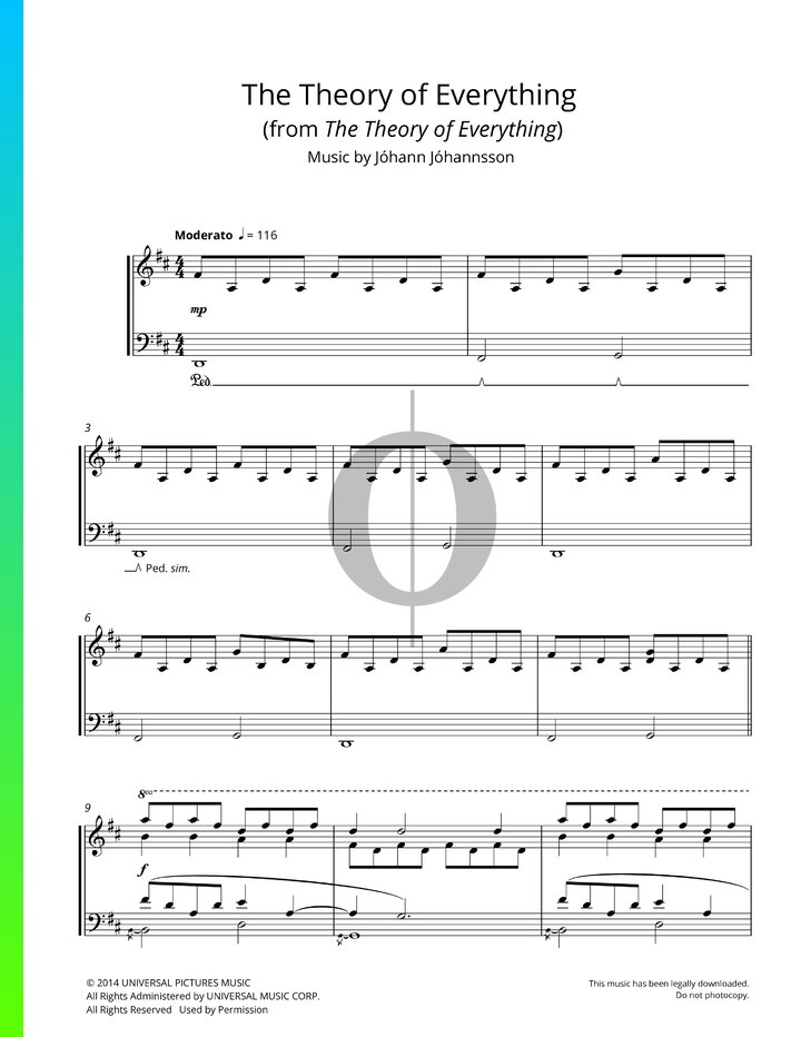 The Theory Of Everything Piano Sheet Music from The Theory Of ...