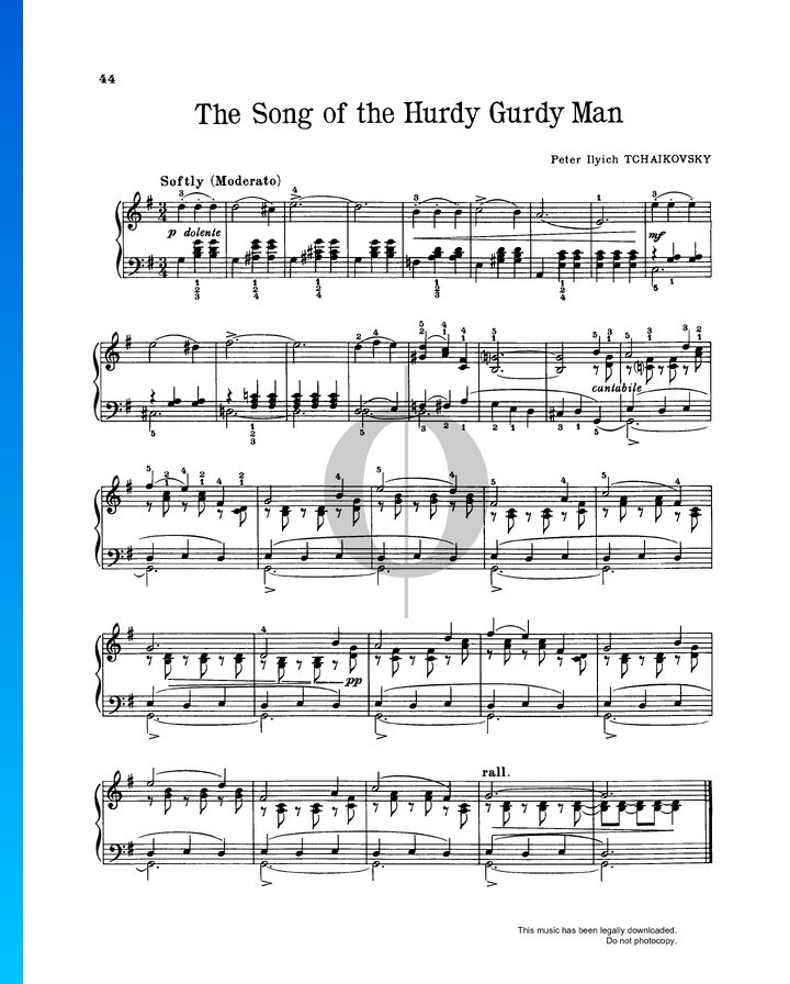 The Song Of The Hurdy Gurdy Man (Pjotr Iljitsch Tschaikowski) Piano ...