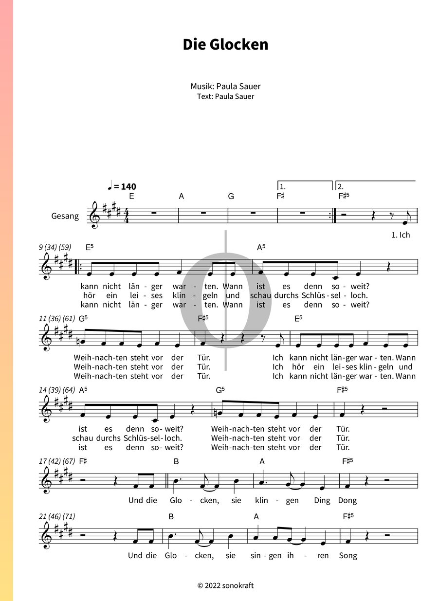 Die Glocken (Paula Sauer) Piano Sheet Music - OKTAV