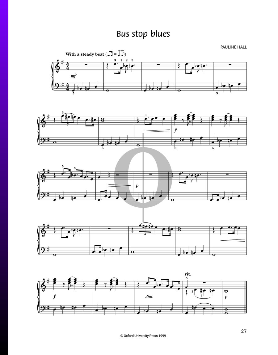 Bus stop blues (Pauline Hall) Piano Sheet Music - OKTAV