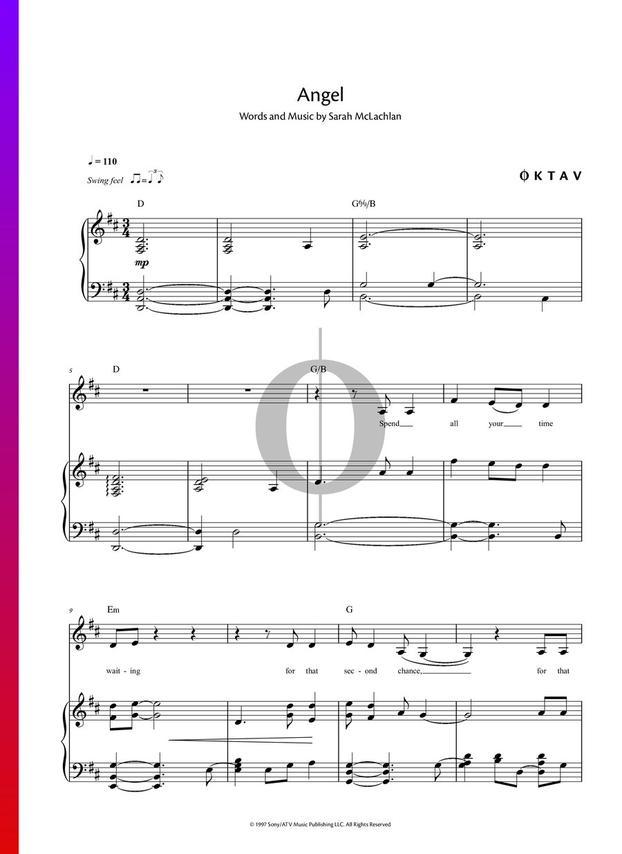 Angel (Sarah McLachlan) Piano Sheet Music - OKTAV