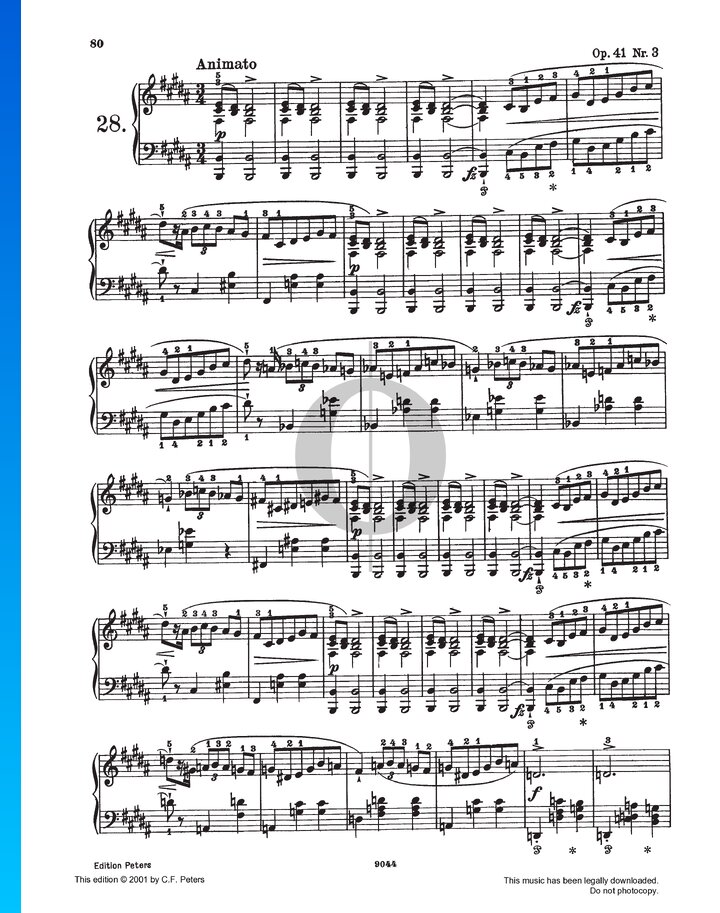 Mazurka in B Major, Op. 41 No. 3 (Frédéric Chopin) Piano Sheet Music - OKTAV