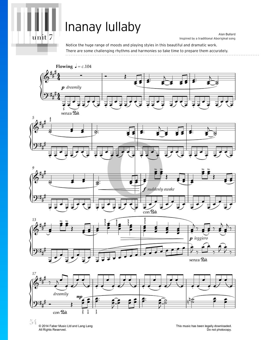 Inanay Lullaby (Alan Bullard) Piano Sheet Music - OKTAV