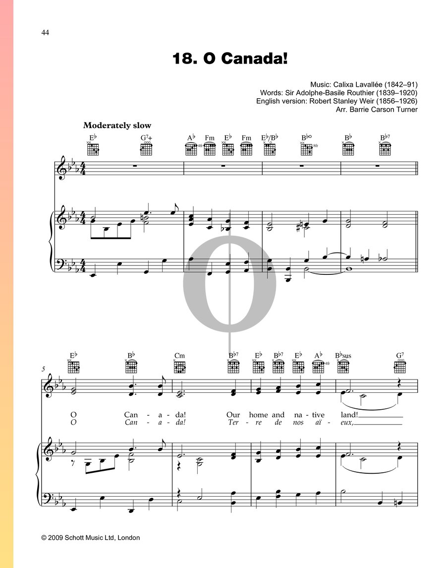 O Canada! (Calixa Lavallée) Piano Sheet Music - OKTAV