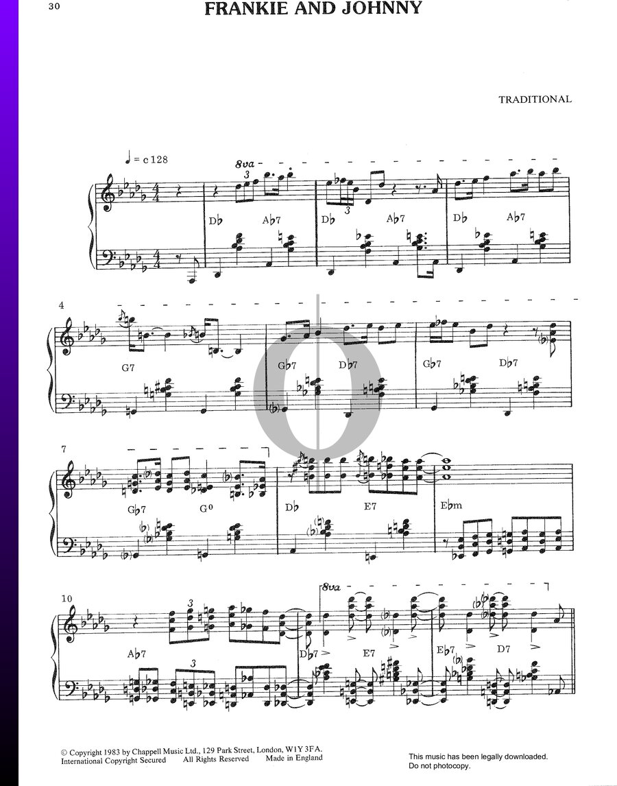 Frankie And Johnny (Erroll Garner) Piano Sheet Music - OKTAV
