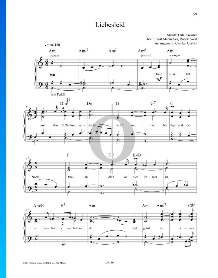 Liebesleid (Love's Sorrow) (Fritz Kreisler) Piano Sheet Music - OKTAV
