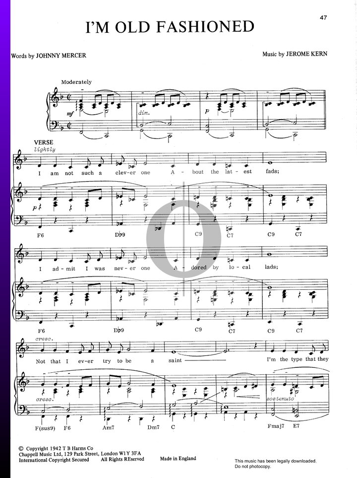 I'm Old Fashioned (Jerome Kern) Piano Sheet Music - OKTAV