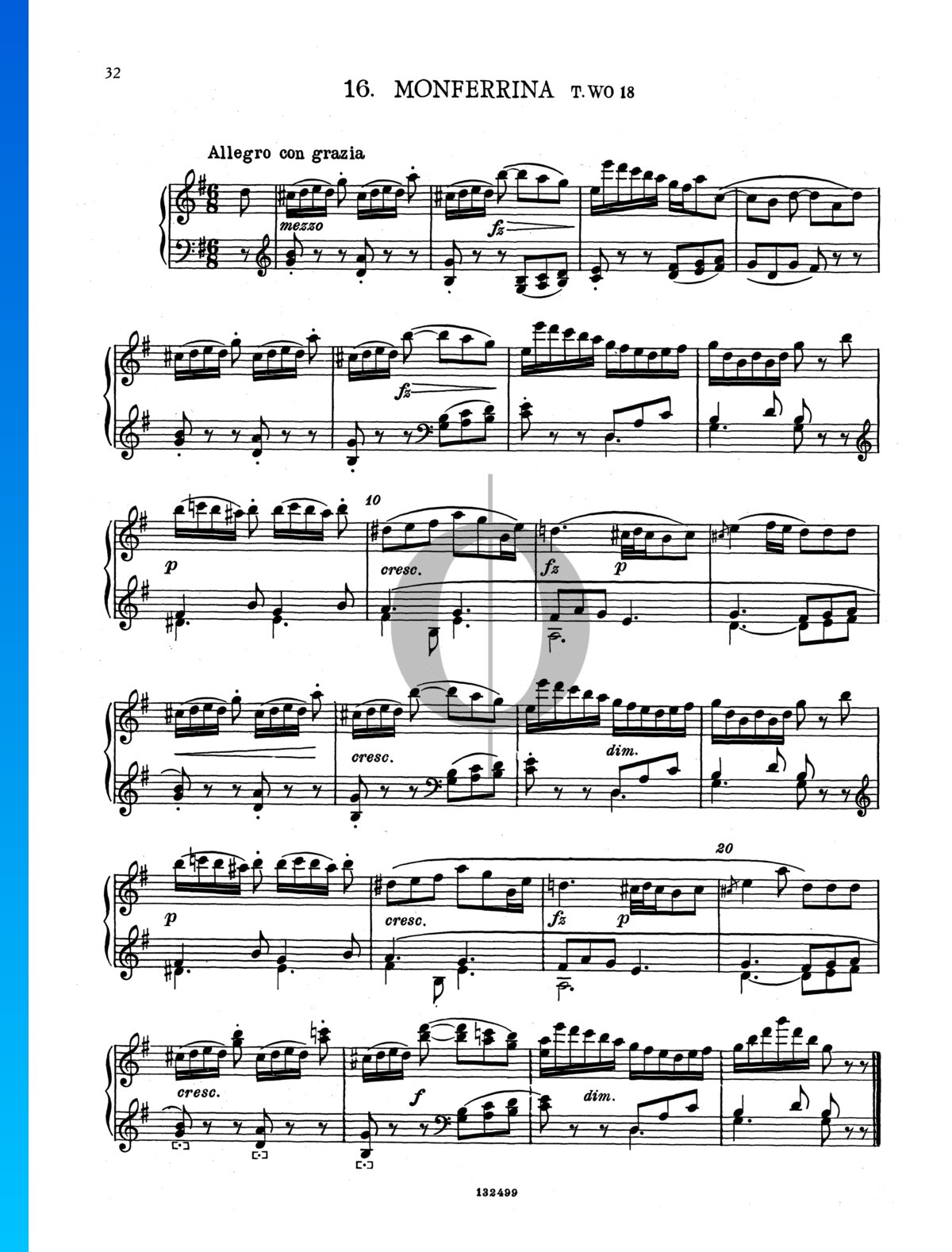 Monferrina in G Major, T. WO 18 (Muzio Clementi) Piano Sheet Music - OKTAV