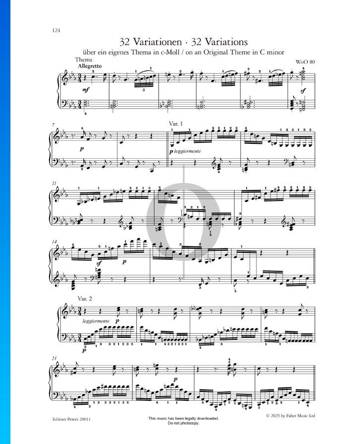 32 Variations on an Original Theme, WoO 80 (Ludwig van Beethoven) Piano ...