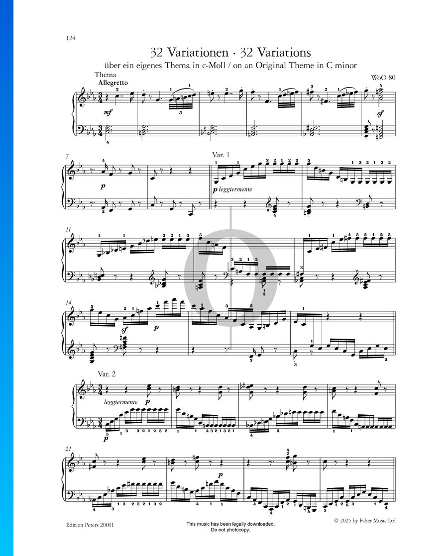 32 Variations on an Original Theme, WoO 80 (Ludwig van Beethoven) Piano ...