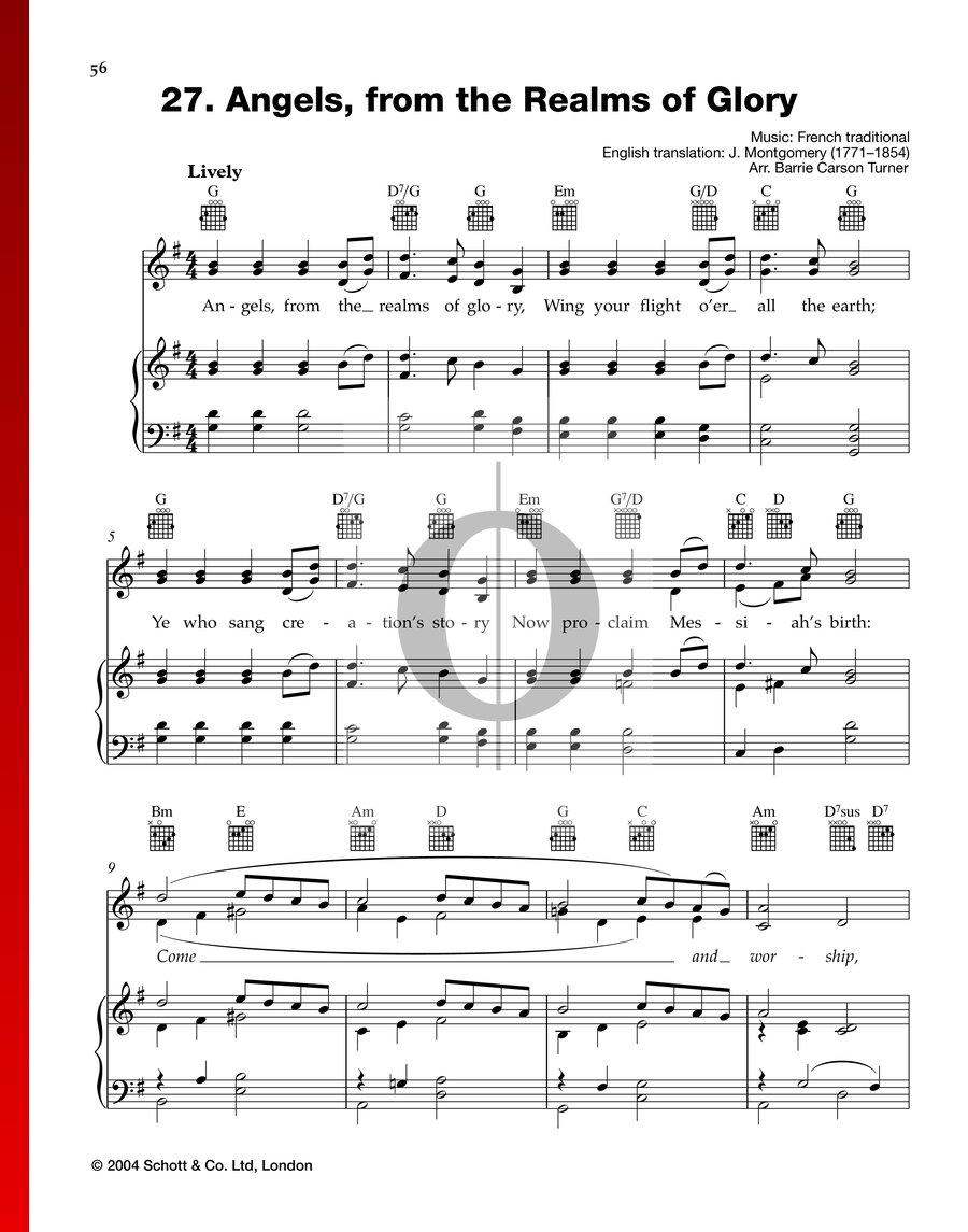 Angels, From The Realms Of Glory (Anonymous) Piano Sheet Music - OKTAV