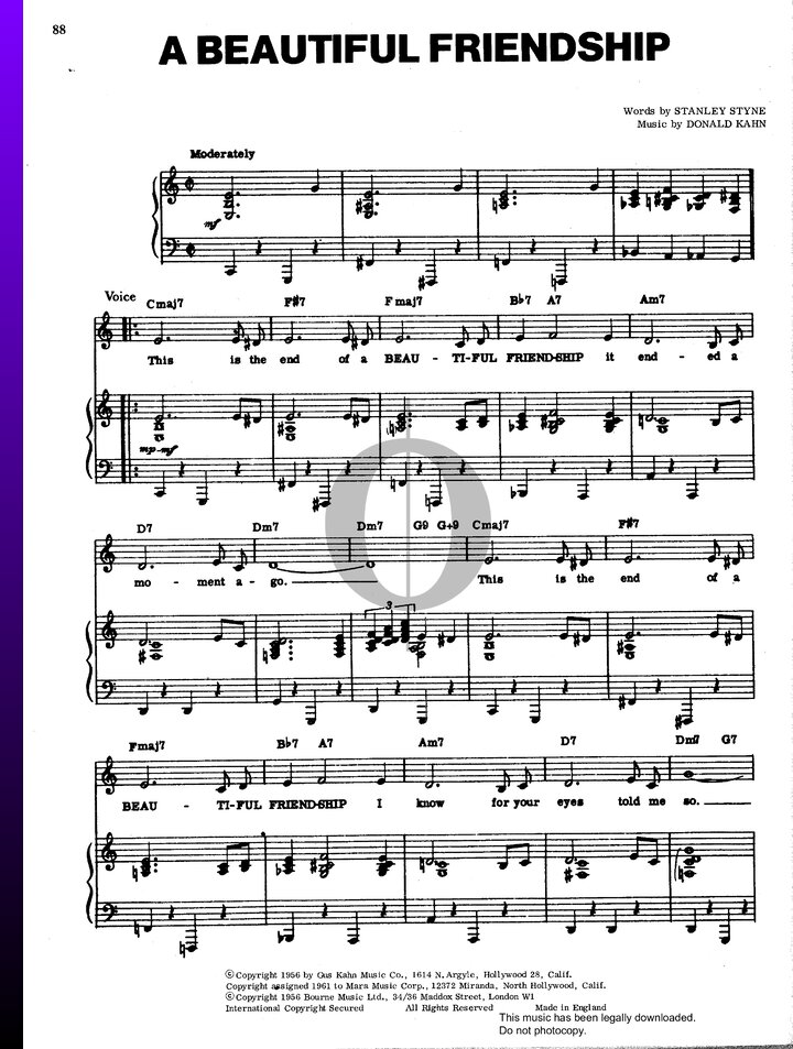 A Beautiful Friendship (Ella Fitzgerald) Piano Sheet Music - OKTAV