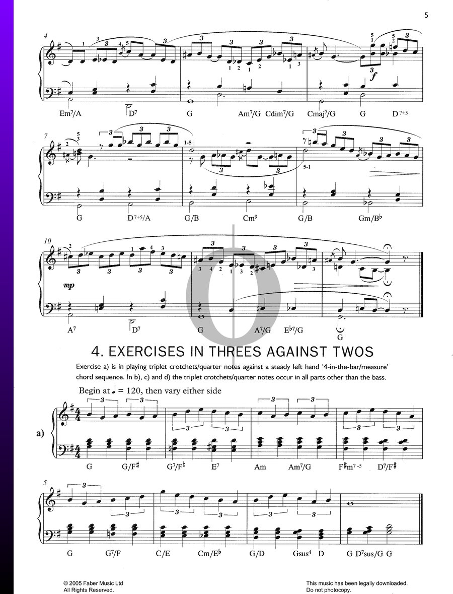 Exercises in Threes Against Twos (John Kember) Piano Sheet Music - OKTAV