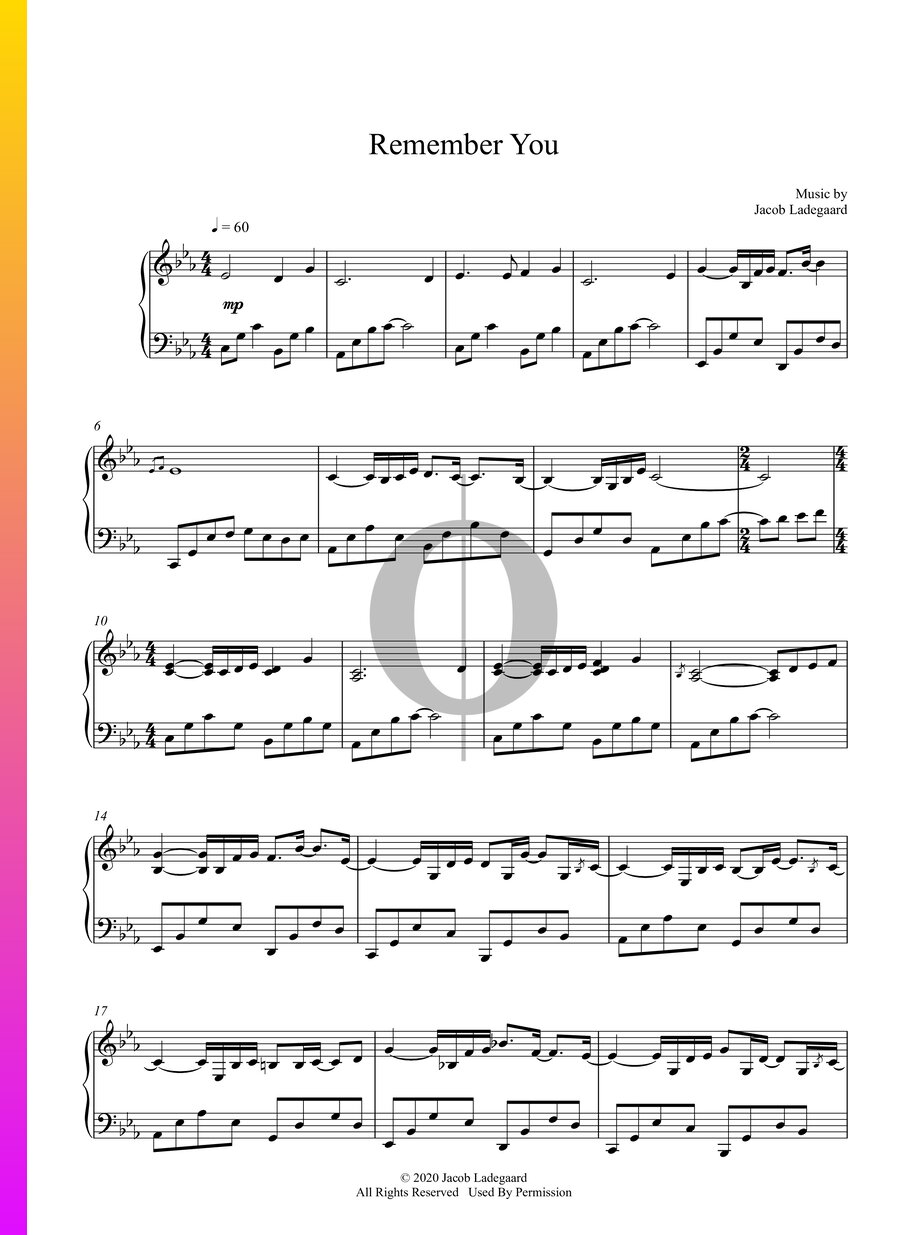 Remember You (Jacob's Piano) Piano Sheet Music - OKTAV