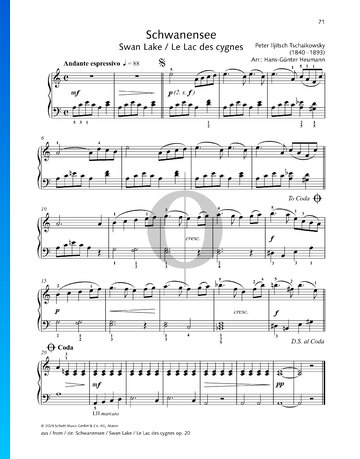Swan Lake (Suite), Op. 20a, TH. 219: I. Swan Theme Sheet Music (Piano ...