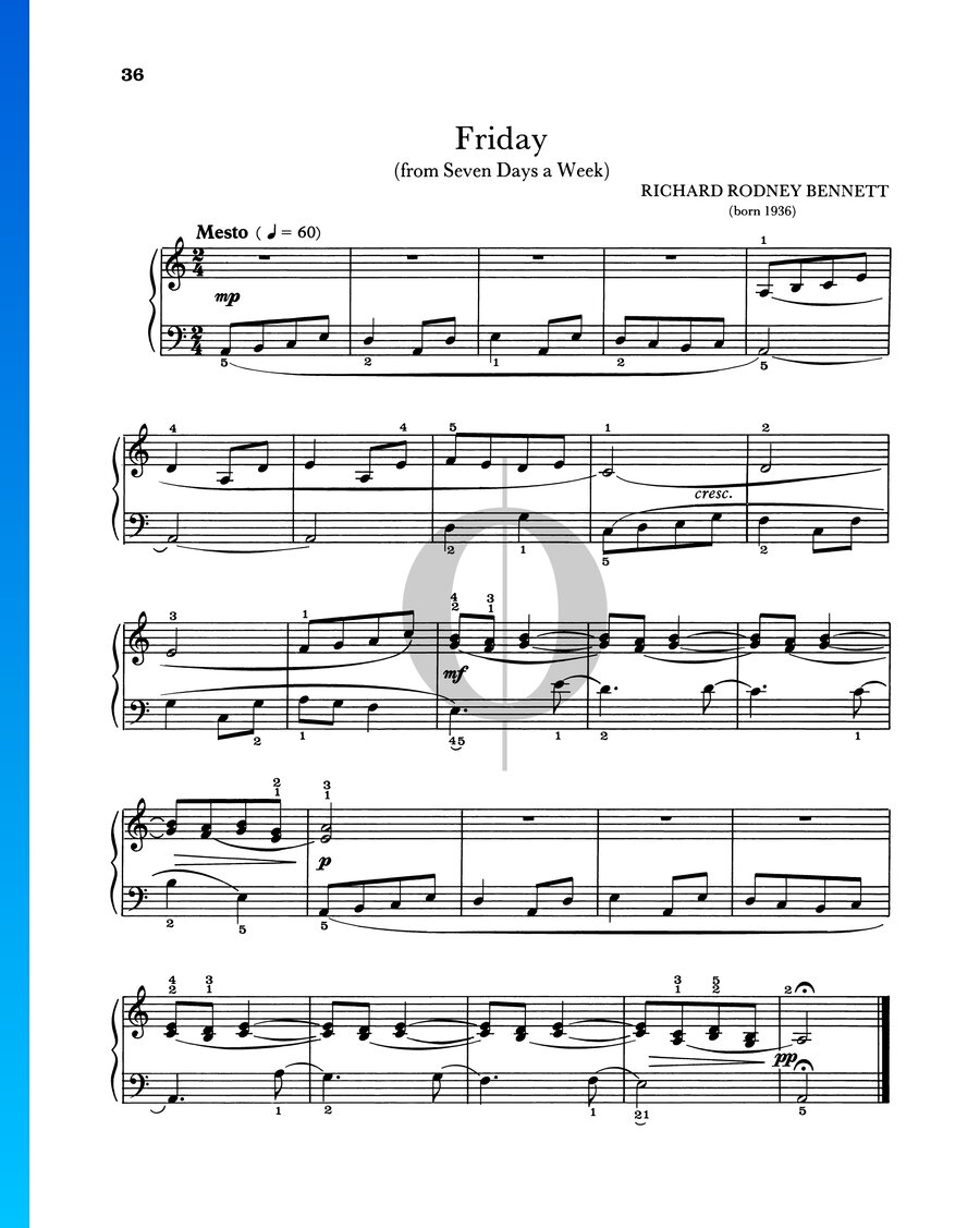 Seven Days A Week: Friday door Richard Rodney Bennett | piano ...