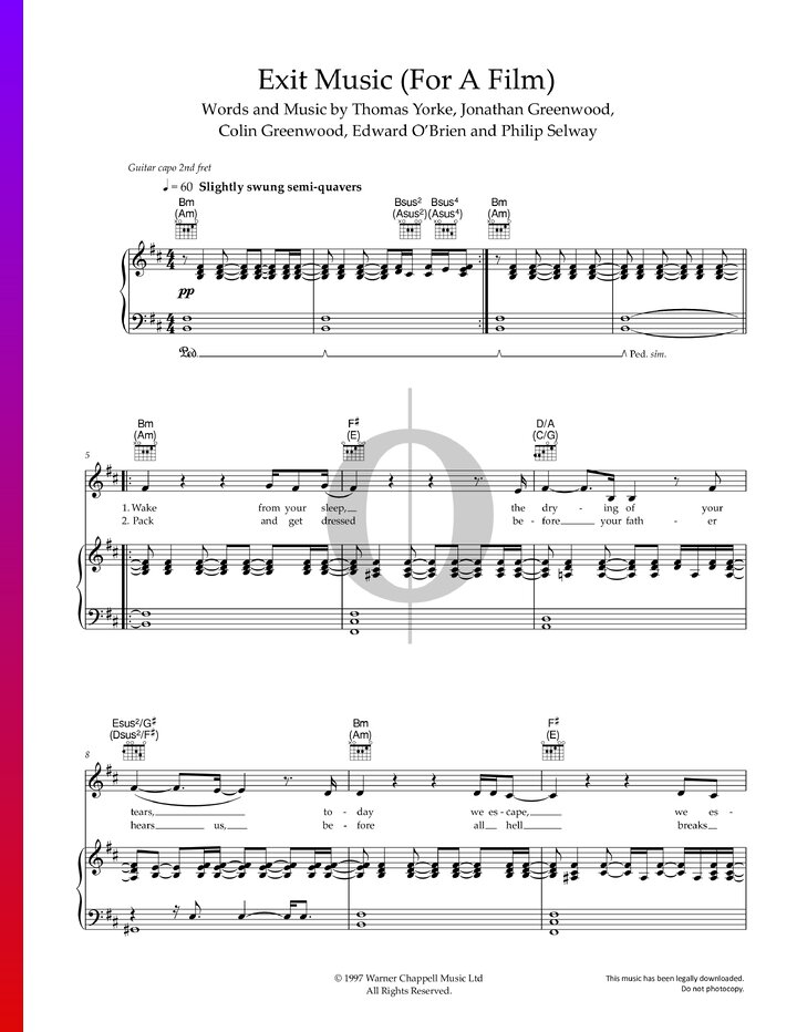 Exit Music (For A Film) (Radiohead) Piano Sheet Music - OKTAV