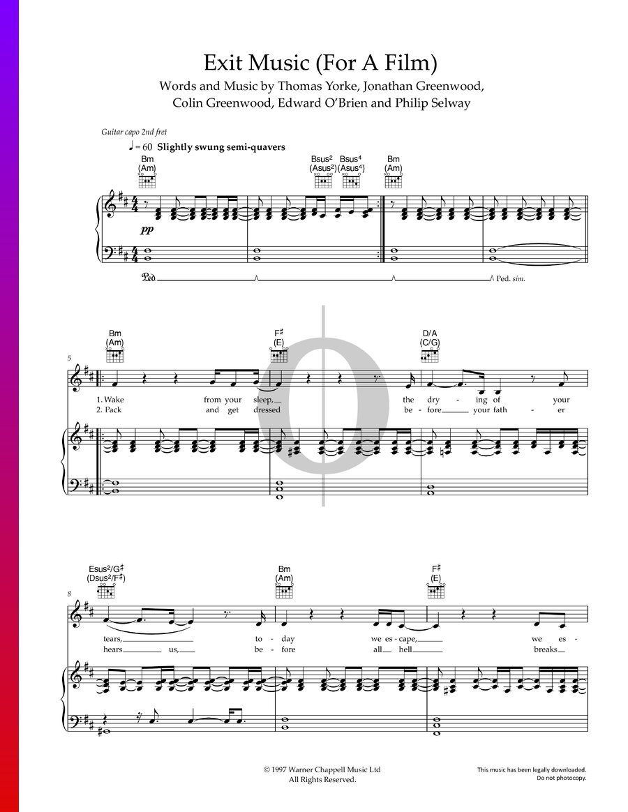 Exit Music (For A Film) (Radiohead) Piano Sheet Music - OKTAV