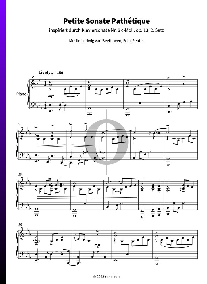 Petite Sonate Pathétique: No. 2 (Ludwig van Beethoven) Piano Sheet Music - OKTAV
