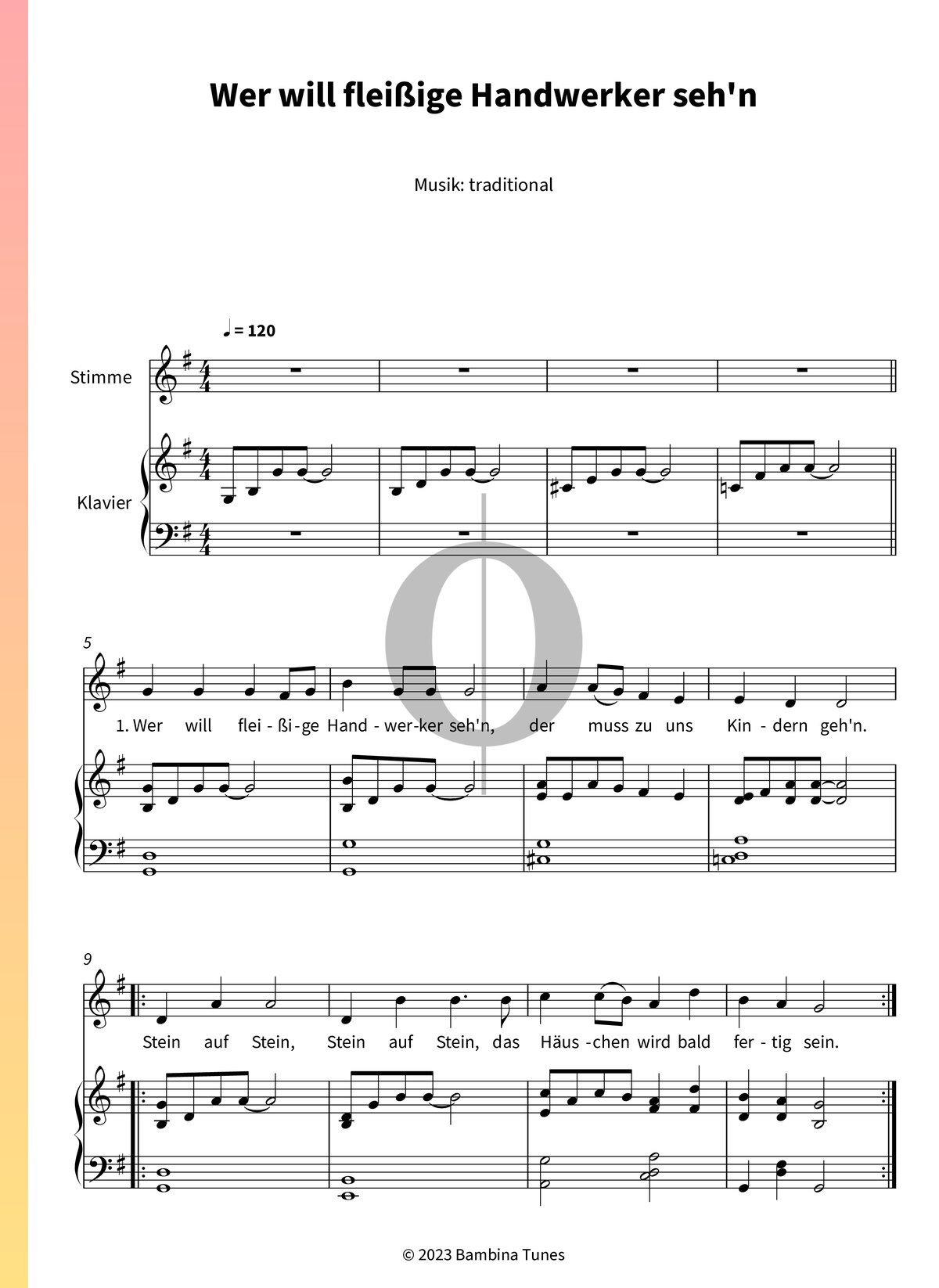 Wer will fleißige Handwerker seh'n (Anonymous) Piano Sheet Music - OKTAV