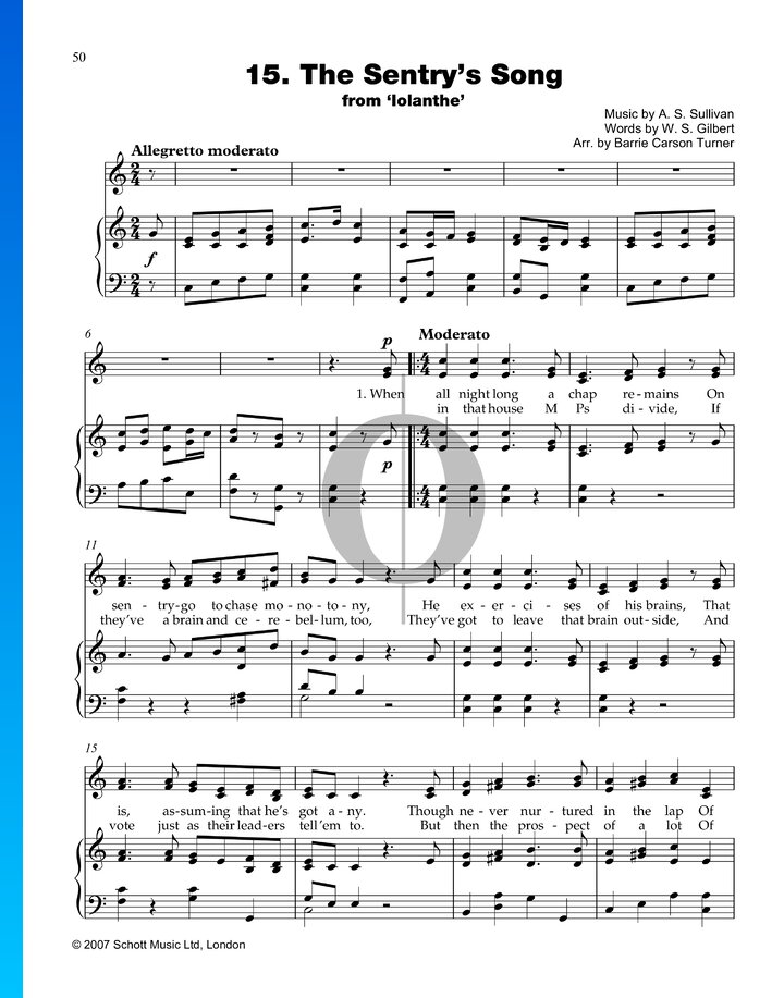 The Sentry’s Song (Arthur Sullivan) Piano Sheet Music - OKTAV