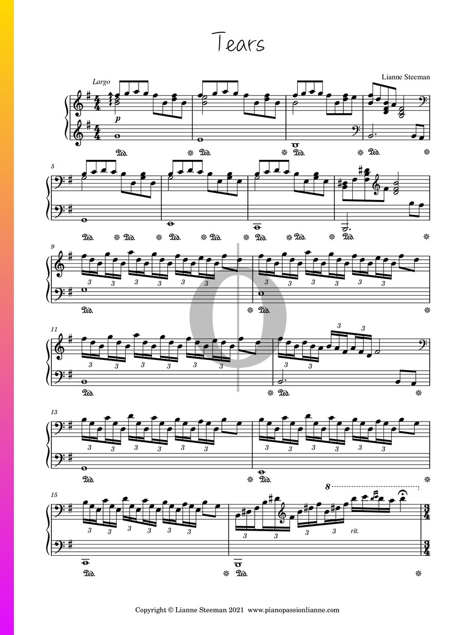 Tears (Lianne Steeman) Piano Sheet Music - OKTAV