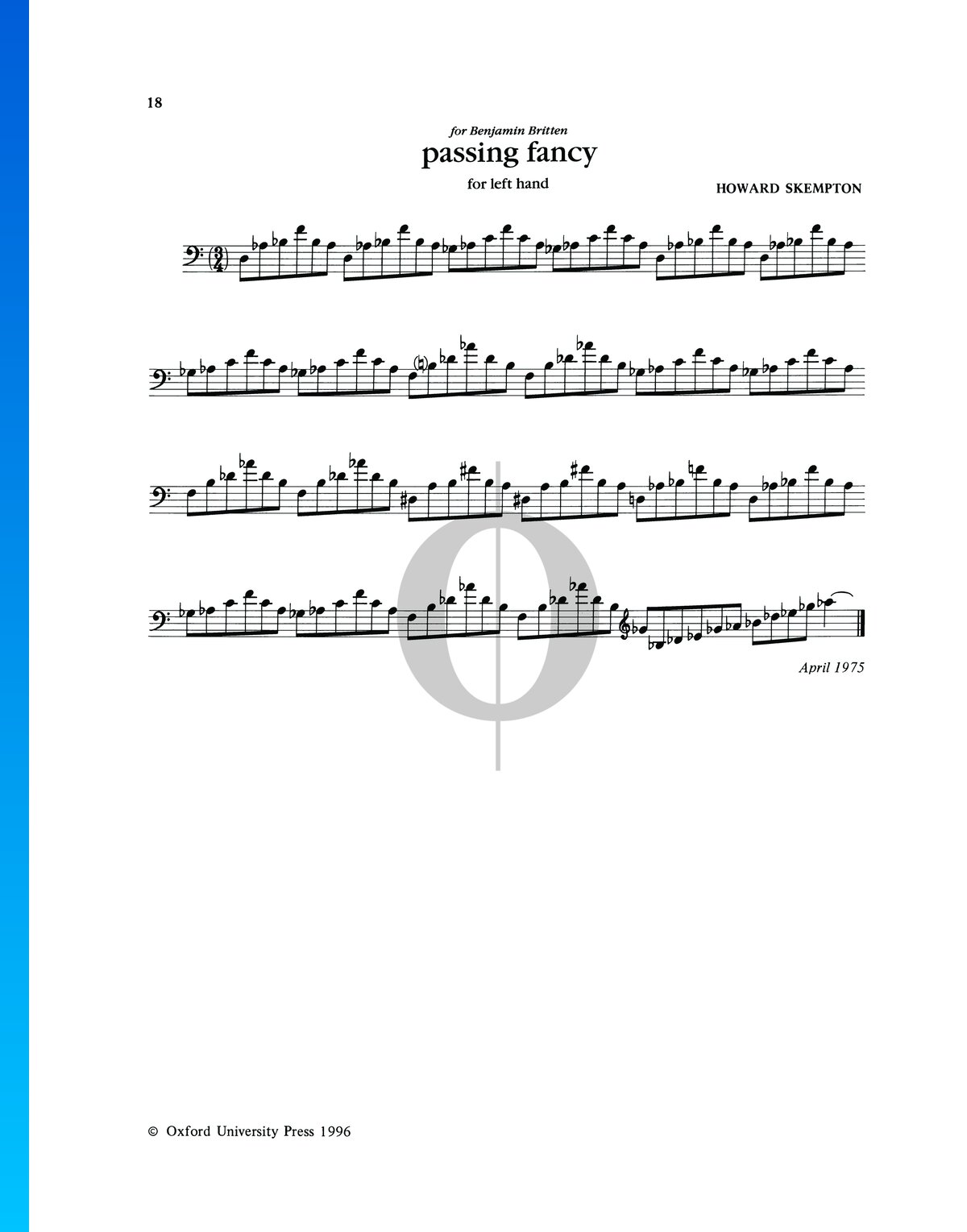 Passing Fancy (Howard Skempton) Piano Sheet Music - OKTAV