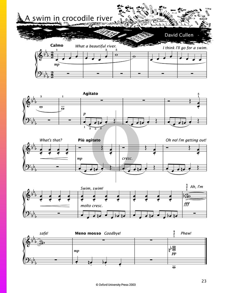 A swim in crocodile river (David Cullen) Piano Sheet Music - OKTAV