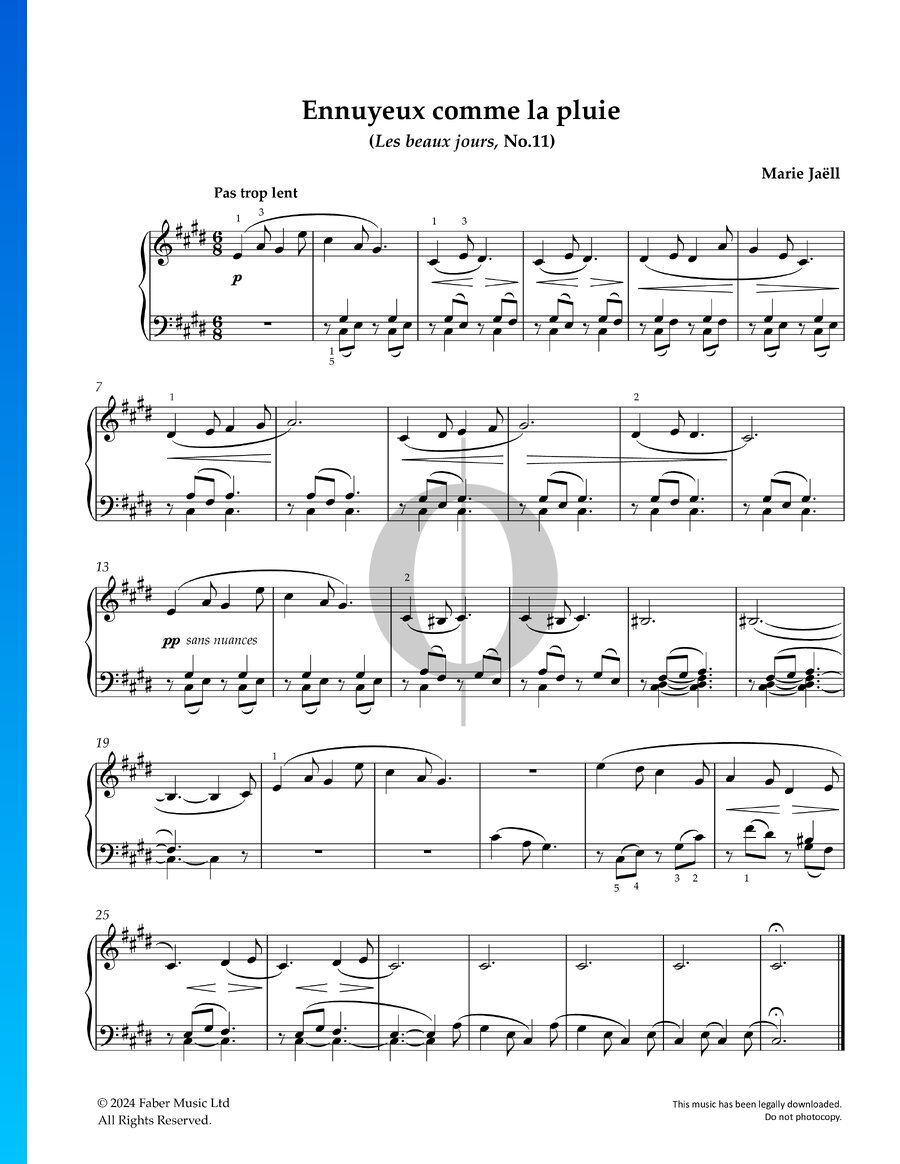 Les beaux jours: Ennuyeux comme la pluie, No. 11 (Marie Jaëll) Piano ...