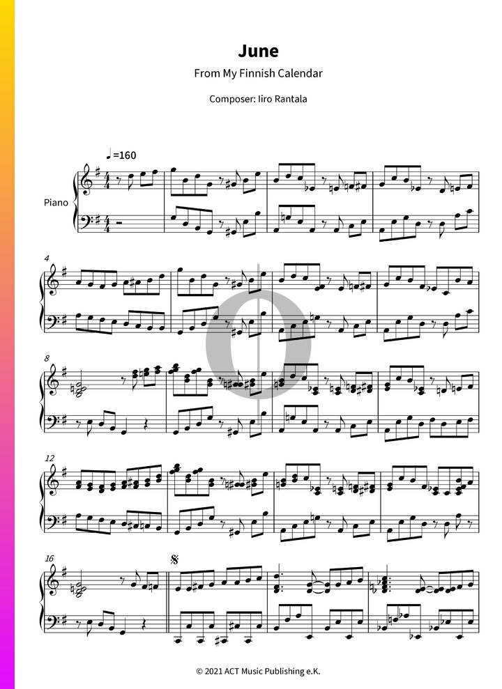 June (Iiro Rantala) Piano Sheet Music - OKTAV