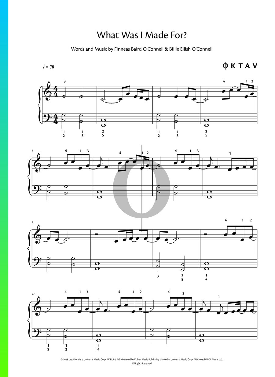 What Was I Made For Piano Sheet Music From Barbie By Billie Eilish OKTAV What Was I Made For Piano Sheet Music From Barbie By Billie Eilish OKTAV
