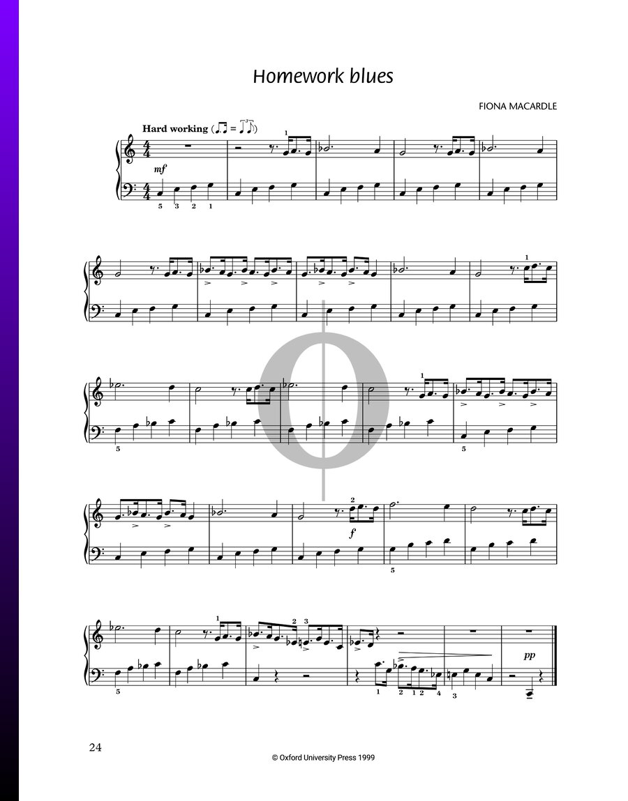 Homework blues (Fiona Macardle) Piano Sheet Music - OKTAV