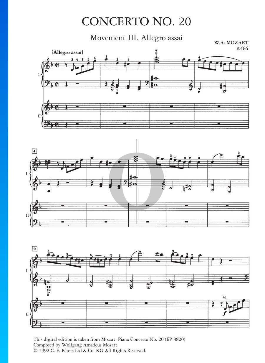 Piano Concerto No. 20 in D Minor, K. 466: 3. Allegro assai (Wolfgang ...