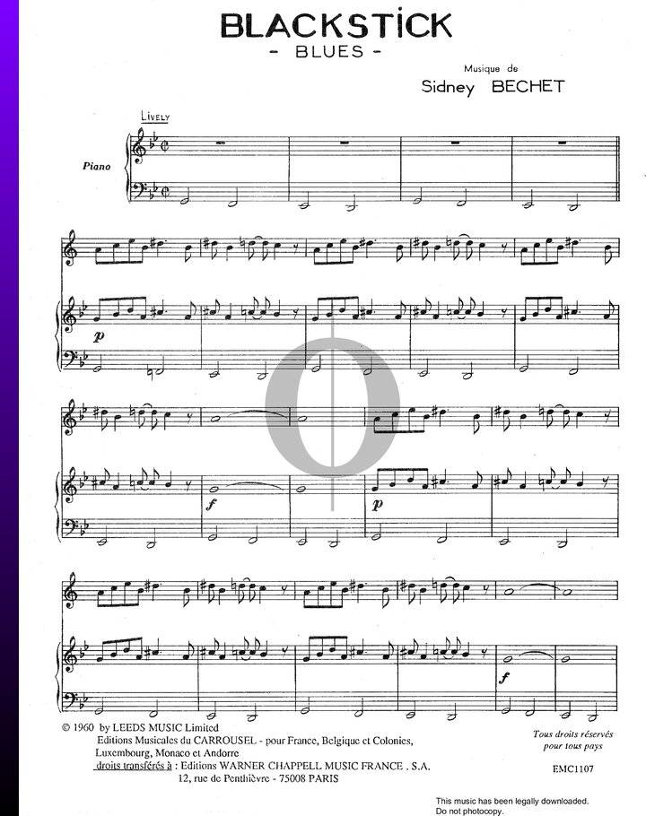 Blackstick Blues (Sidney Bechet) Piano Sheet Music - OKTAV